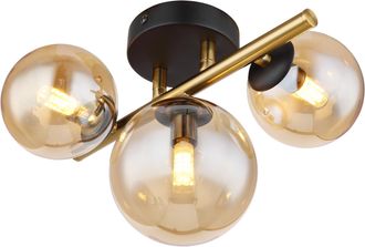 Globo Lighting Deckenleuchte Riha Schwarz mit Gold 3-flammig - 56135-3W