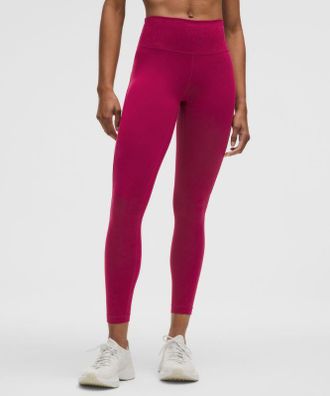 lululemon Wunder Train Leggings mit -Einsatz und hohem Bund f&uuml;r Frauen - 64 cm - Gr&ouml;&szlig;e 10 in Magenta Smoke