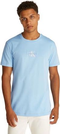Calvin Klein T-Shirt Manches Courtes Homme Monologo Col Ras-du-Cou, Bleu (Blue Bell), XXL