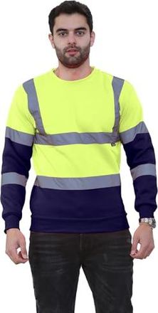 Janisramone Pull haute visibilité pour homme - Pull de travail réfléchissant haute visibilité pour homme - Pull en polaire haute visibilité décontracté pour le tr