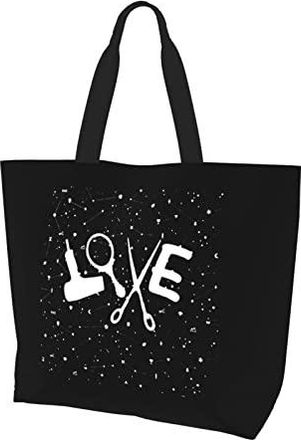 AOOEDM Coiffeur Love Hair Stylist Case Ladies Canvas Tote Sac &agrave; provisions r&eacute;utilisable