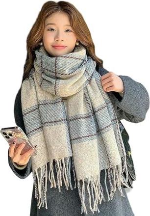 Generic QXDZSW &Eacute;charpe imitation cachemire pour femme - Sensation dhiver - Ch&acirc;le chaud - Mignon et polyvalent - &Eacute;charpe &agrave; carreaux pour femme, &Eacute;charpe 17, 200