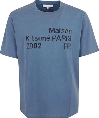 Maison Kitsun&eacute; Homme, Tops, Bleu, Taille: L 2002 Faded Comfort Tee-Shirt