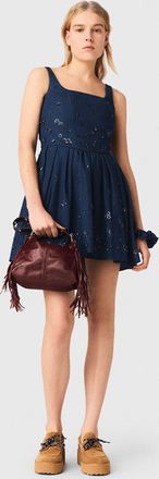 Maje Ausgestelltes Besticktes Denimkleid - Marineblau - Maje