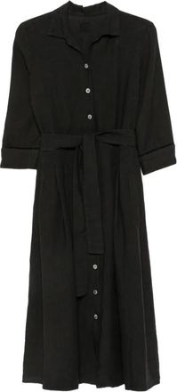 120% Lino Femme, Robes, Noir, Taille: 44 FR Robe Chemise en Lin