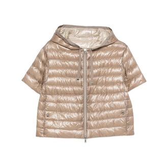 Herno Kurz&auml;rmelige Kapuzenjacke mit Rei&szlig;verschluss - - Jackets - Damen - Beige - S