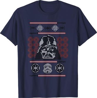 Star Wars Weihnachten Star Wars Christmas Darth Vader Head Knit T-Shirt