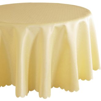 Matches 21 Tischdecke 160 x 220 cm oval f&uuml;r K&uuml;che & Esstisch in Gelb - Waschbares Landhaus Tischtuch