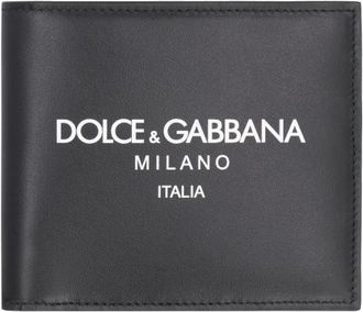 Dolce & Gabbana Mens Wallet Calf Leather Flap-Over Black-White & Cardholders Black/white