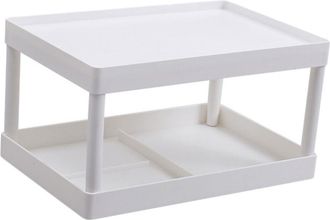 Angoily Büro Desktop Storage Rack Weiß Doppelschicht Aufbewahrungshalter Aus Leichtem Material Stabiles Tischregal Für Schreibtischorganisation Im Home Office