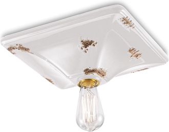 Ferroluce ferroluce Retro Deckenleuchte Vintage A Base Quadratisch 10x31x31 cm glänzend weiß