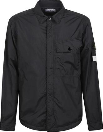 Stone Island Homme, Vestes, Noir, Taille: XL Crinkle Reps R-Ny Overshirt