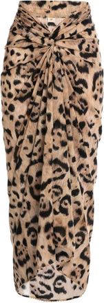 Agua Bendita Kaftan mit Leoparden-Print - Nude