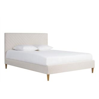 Miliboo Doppelbett 160x200 aus beigem Stoff SIDONIE