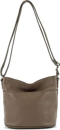 modamoda.de T198 - Petit sac à bandoulière italien en cuir, Taupe foncé, S