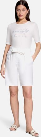 Betty Barclay Kurzarmshirt BETTY BARCLAY Damen kurzarm, Damen, Gr. 36, wei&szlig; (patch cream, blau), Jersey, Obermaterial: 95% Viskose, 5% Elasthan, Basic, tailliert no