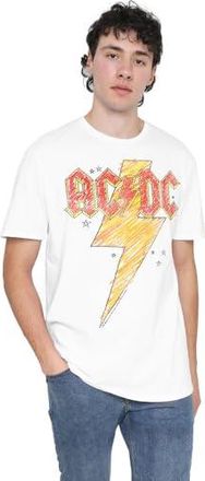 AC/DC ACDC Sketch Bolt Unisex T Shirt, Blanc, 3XL Mixte