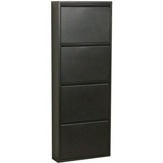 ebuy24 Ebuy24 - Pisa Schuhschrank mit 4 Klappen/ T&uuml;ren in Metall schwarz.Fertig montiert