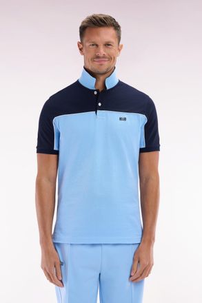 Eden Park Polo &Agrave; Manches Courtes En Coton Ciel Colorblock Coupe Droite