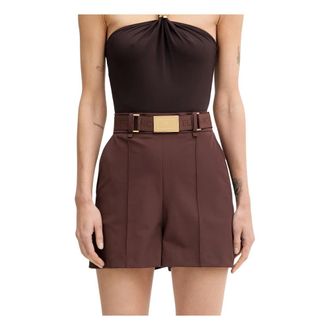 Elisabetta Franchi Shorts aus technischem bi-elastischem Stoff mit G&uuml;rtel - - Shorts - Damen - Braun - XS