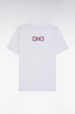 Eden Park T-shirt En Coton Pima Blanc Broderie Dos Coupe Droite