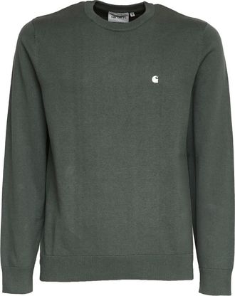 Carhartt Work in Progress Homme, Pulls, Vert, Taille: XS Maille c&ocirc;tel&eacute;e &agrave; col rond