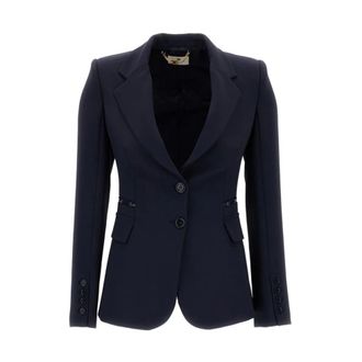 Elisabetta Franchi Femme, Vestes, Bleu, Taille: 38 FR Veste en cr&ecirc;pe stretch double