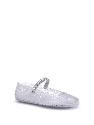 Jimmy Choo London Womens Jelly Ballerinas Clear-Silver Mix-Crystal Thermoplastic Polyurethane Clear/silver Mix/crystal Flat Shoes