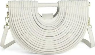 Generic NYSBH Sacs &agrave; main dor&eacute;s tiss&eacute;s &agrave; la main en corde nou&eacute;e Demi-lune argent&eacute;e Pochette de soir&eacute;e, blanc