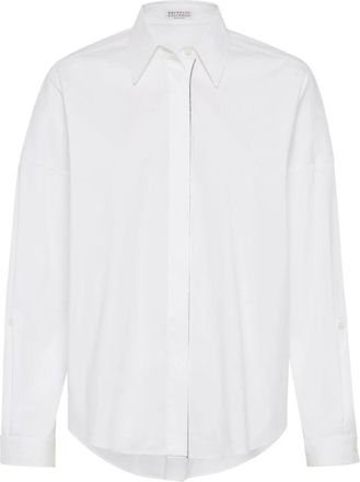 Brunello Cucinelli Femme, Blouses et Chemises, Blanc, Taille: 36 FR Chemise avec D&eacute;coration de Perles