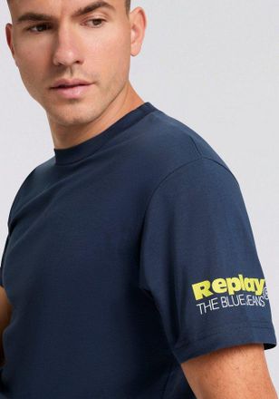 Replay T-Shirt Replaydruck am Ärmelabschluss