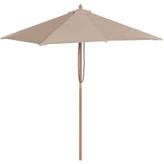 vidaXL Parasol avec m&acirc;t en bois 150 x 200 cm Taupe