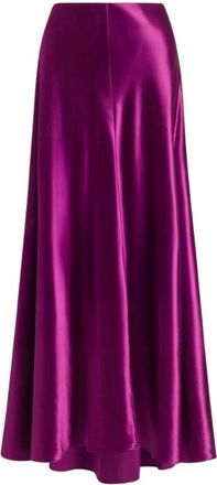 Alberta Ferretti Femme, Jupes, Violet, Taille: 44 FR Glossy Satin Long Skirt