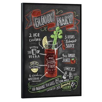 artboxONE Poster mit schwarzem Rahmen 45x30 cm Cocktails Typografie Bloody Mary 2 - Bild Cocktail