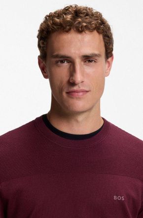 HUGO BOSS Strickpullover KN Momentum-X CN Rundhalsausschnitt, Regular Fit, kontrast HD-Logo