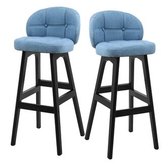 Generic Barhocker-Set, 2er-Set, hoher Hocker mit Leinenbezug und Holzbeinen, Tresenhocker mit R&uuml;ckenlehne und Fu&szlig;st&uuml;tze f&uuml;r die K&uuml;chentheke/H&ouml;he 78 cm