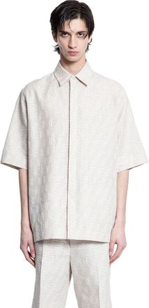 Fendi FF Linen Jacquard Short Sleeve Shirt