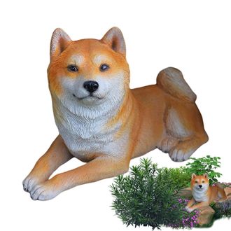 Generico Gartenstatue für Hunde, aus Kunstharz, Sammlerskulptur, Seding Dog Model Garden, Statue für den Außenbereich, kreative Simulation der Tierskulptur, De