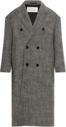 Ami Manteau en laine &agrave; fente unique - Homme - Manteaux - Gris - Taille: XL