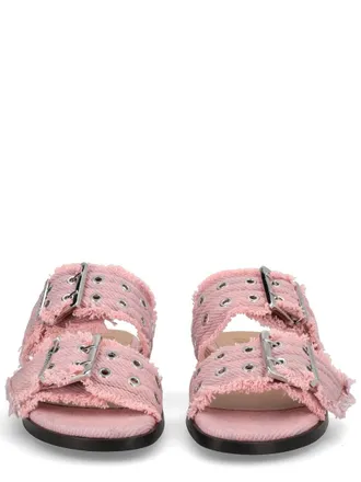 Ganni Organic Cotton Denim Sandal - Pink
