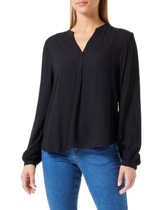 s.Oliver Damen 2139035 Bluse Langarm mit Dobby Struktur, 9999 schwarz, 36