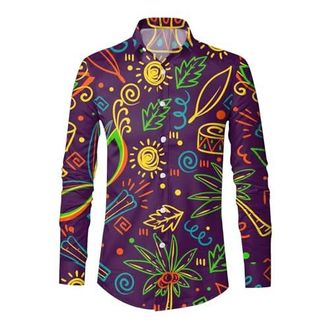 Generic Chemise à manches longues pour homme - Style années 70 - Style années 70 - Pour les fêtes à thème et les déguisements, violet foncé, XXL