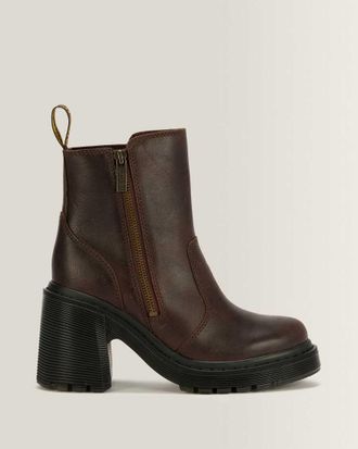 Dr. Martens Spence Zip Kinsley Tumble Leder Stiefel Mit Absatz in Braun, Gr&ouml;&szlig;e: 36
