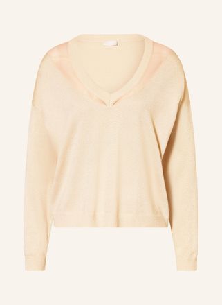 Liu Jo Liu Jo Pullover Mit Glitzergarn Und Schmucksteinen beige