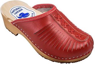 Estro & Luminara Sabot en Bois Femme - Sabot Femme Cuir Confort Sabots Bois Sabots en Cuir CDL01 (37, CDL01 Cramoisi)