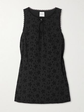 Poss&eacute; Salma Minikleid Aus Baumwolle Mit Lochstickerei - Schwarz