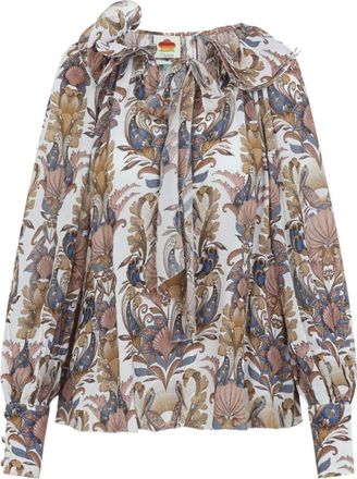 Farm Rio Farm Rio, Femme, Blouses et Chemises, Multicolore, Taille: 40 FR Sea Garden Shirt