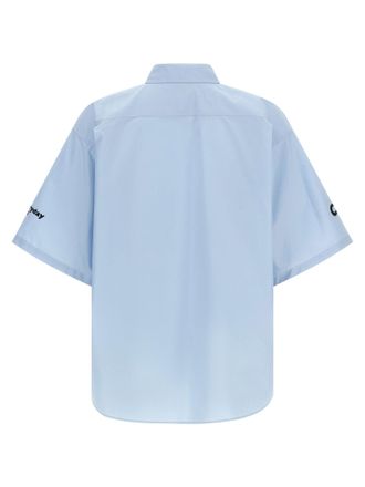 Balenciaga Logo-Embroidered Cotton Poplin Shirt - Light Blue