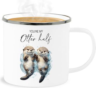 Shirtracer Emaille Becher Blechbecher - Tassen - You are my otter half I Otter Geschenk Pärchen Geschenke Valentinstag Paar Geschenk für Pärchen Weinachten I Jah