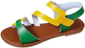 Generic Sandales plates à lanières croisées pour femme, sandales romaines à talon bas réglable, confortables pour lété, chaussures de marche décontractées, ch